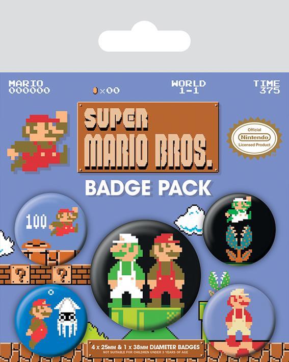 NINTENDO - Pack 5 Badges - Super Mario Bros : ShopForGeek.com: Badges ...