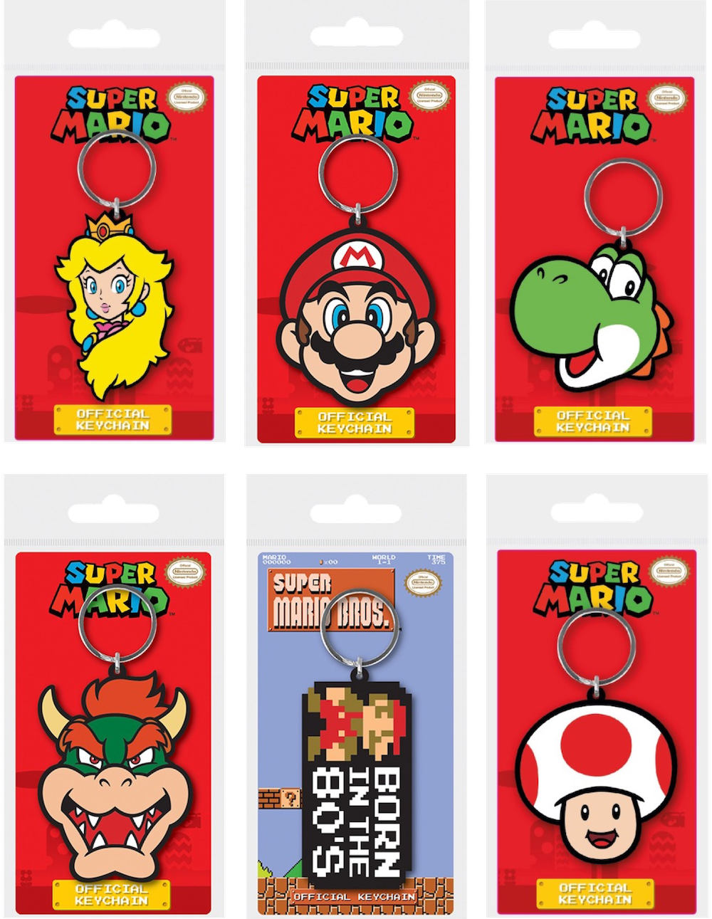 SUPER MARIO - Set of 12 Rubber Keychains - 6 Assortments : ShopForGeek ...