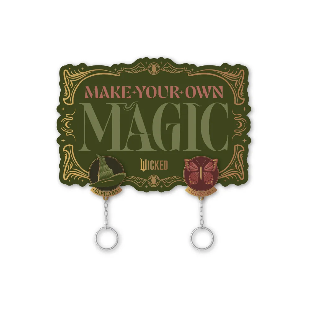 WICKED - Make your own Magic - Wall Key Holder with 3 Keyrings ...