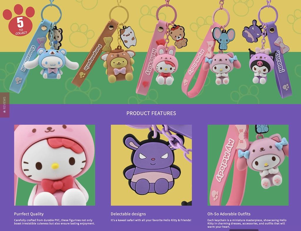 HELLO KITTY - Animals Series - Assortiment 12 Keychain 15.5cm ...