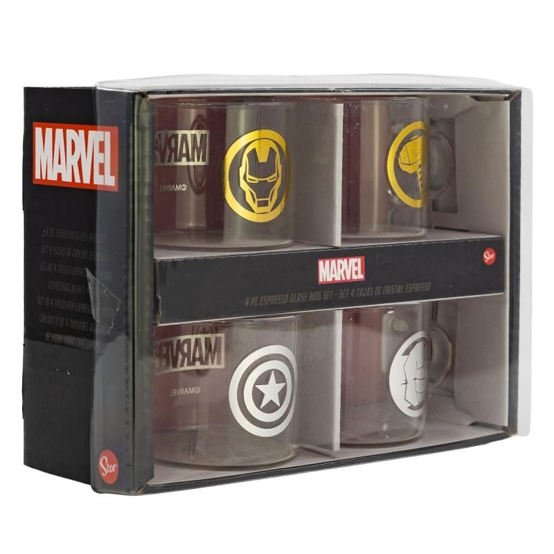MARVEL - Set de 4 Mugs Expresso en Verre - 100 ml : ShopForGeek.com ...