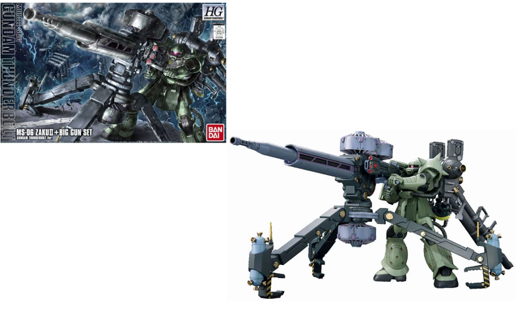 GUNDAM - HG Zaku II + Big Gun Set Thunderbolt Vers. 1/144 - Model Kit ...