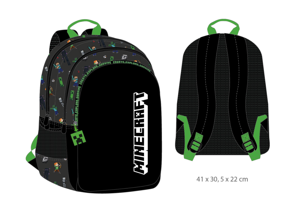 MINECRAFT - 3 Compartments BackPack '41x30x22cm' : ShopForGeek.com ...