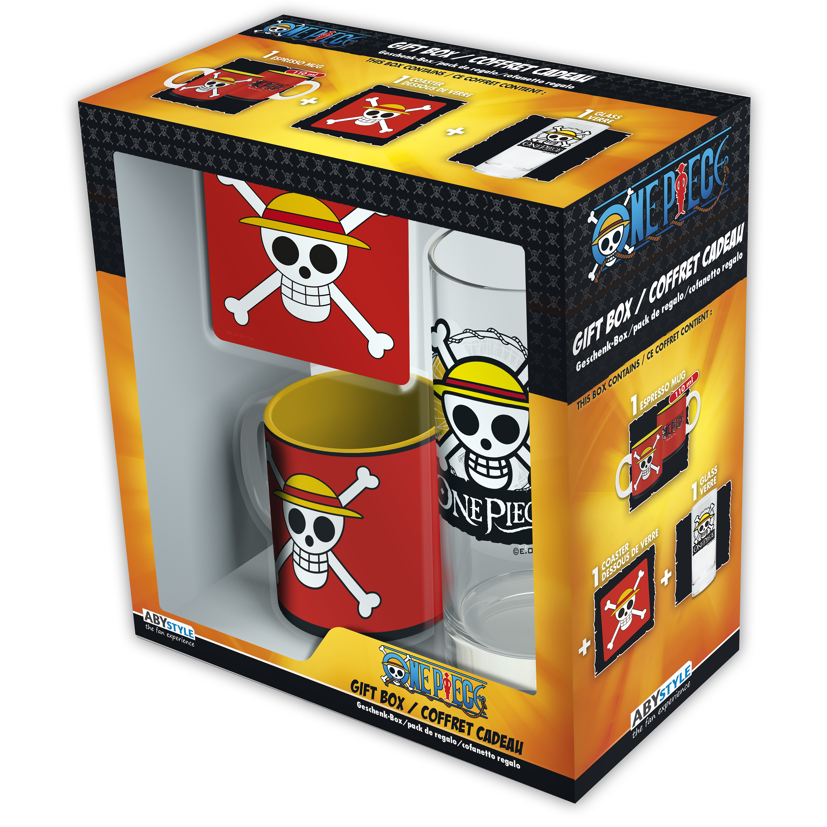 ONE PIECE - Gift Box Skull Luffy (Glass+ Coaster+ Mini-Mug ...
