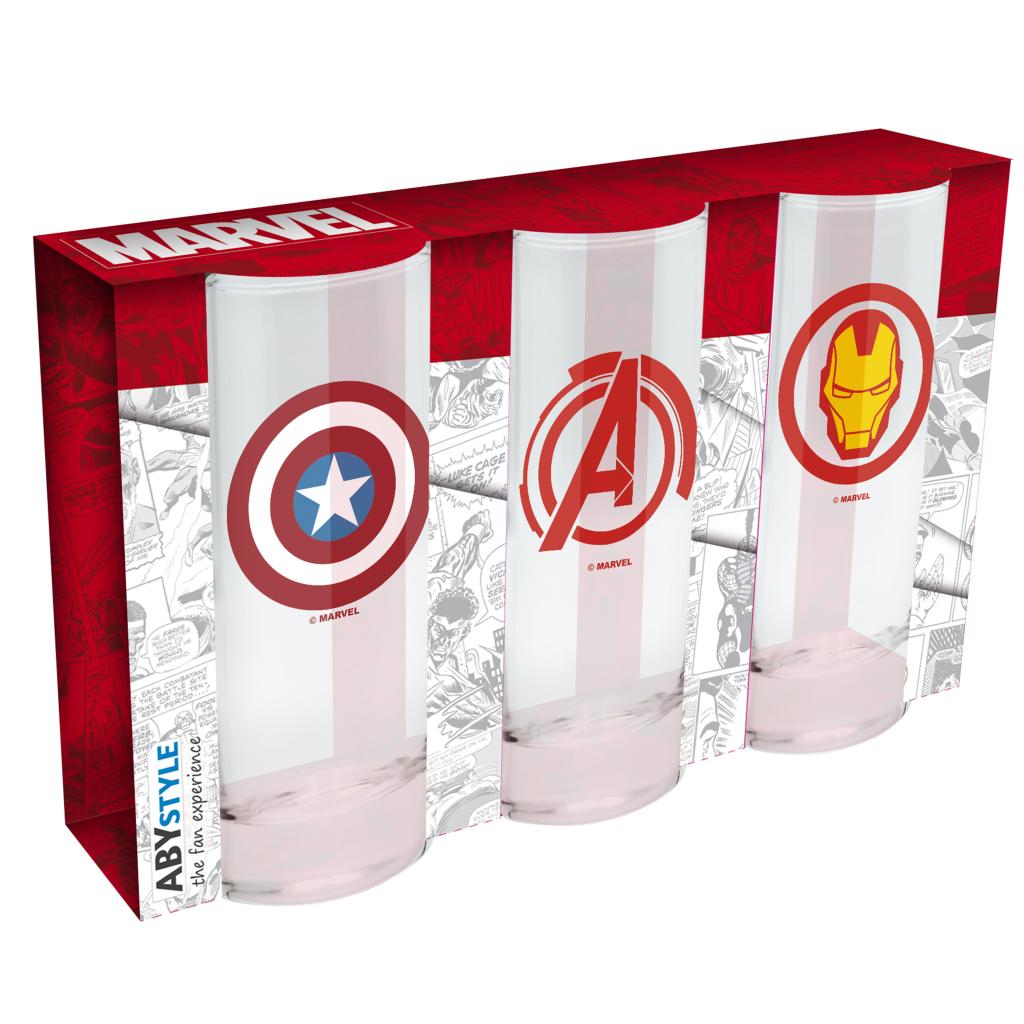 MARVEL - 3 Glasses Set : ShopForGeek.com: Glass ABYstyle Marvel