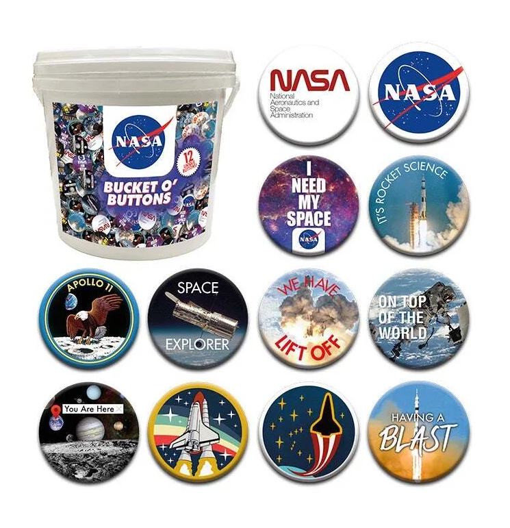 NASA - Bucket of Buttons 144 Pieces 3.2cm : ShopForGeek.com: Badges ...