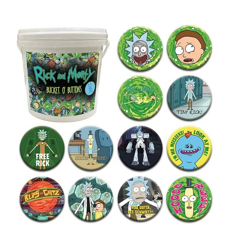 RICK AND MORTY - Bucket of Buttons 144 Pieces 3.2cm : ShopForGeek.com ...