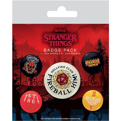 STRANGER THINGS 4 - Hellfire Club - Pack 5 Badges : ShopForGeek.com ...