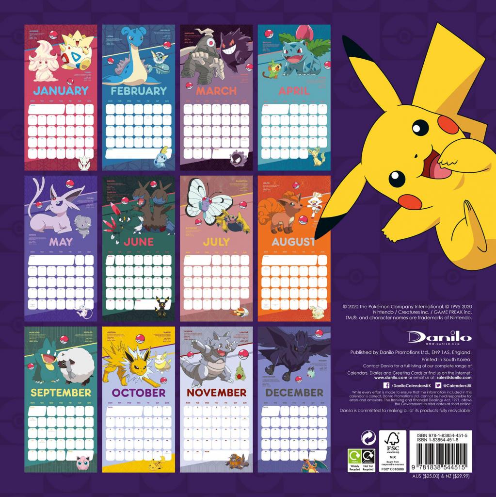 POKEMON - Calendar 2021 '30x30cm' : ShopForGeek.com: Calendar Pokemon