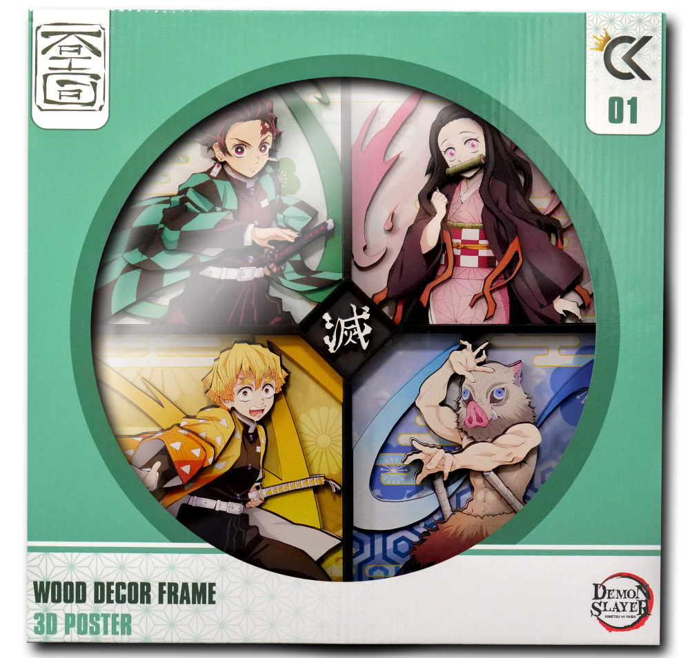 DEMON SLAYER - Tanjiro, Nezuko,.. - Wood Decor Frame 3D Poster 30x30cm ...