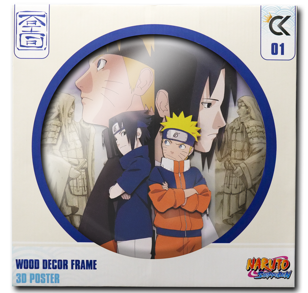 NARUTO SHIPPUDEN - Naruto & Sasuke -Wood Decor Frame 3D Poster 30x30cm ...