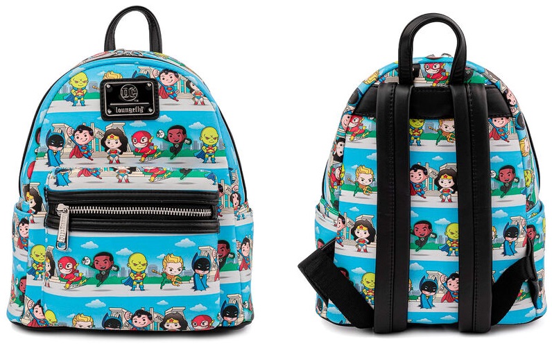 DC COMICS - Chibi Superheroes - Backpack LoungeFly '23x26.5x11.5 ...