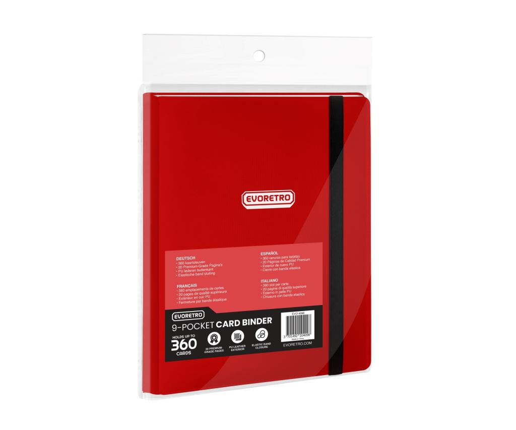 EVORETRO - Regular Card Binder 9 pocket for 360 cards w/ elastic Red ...