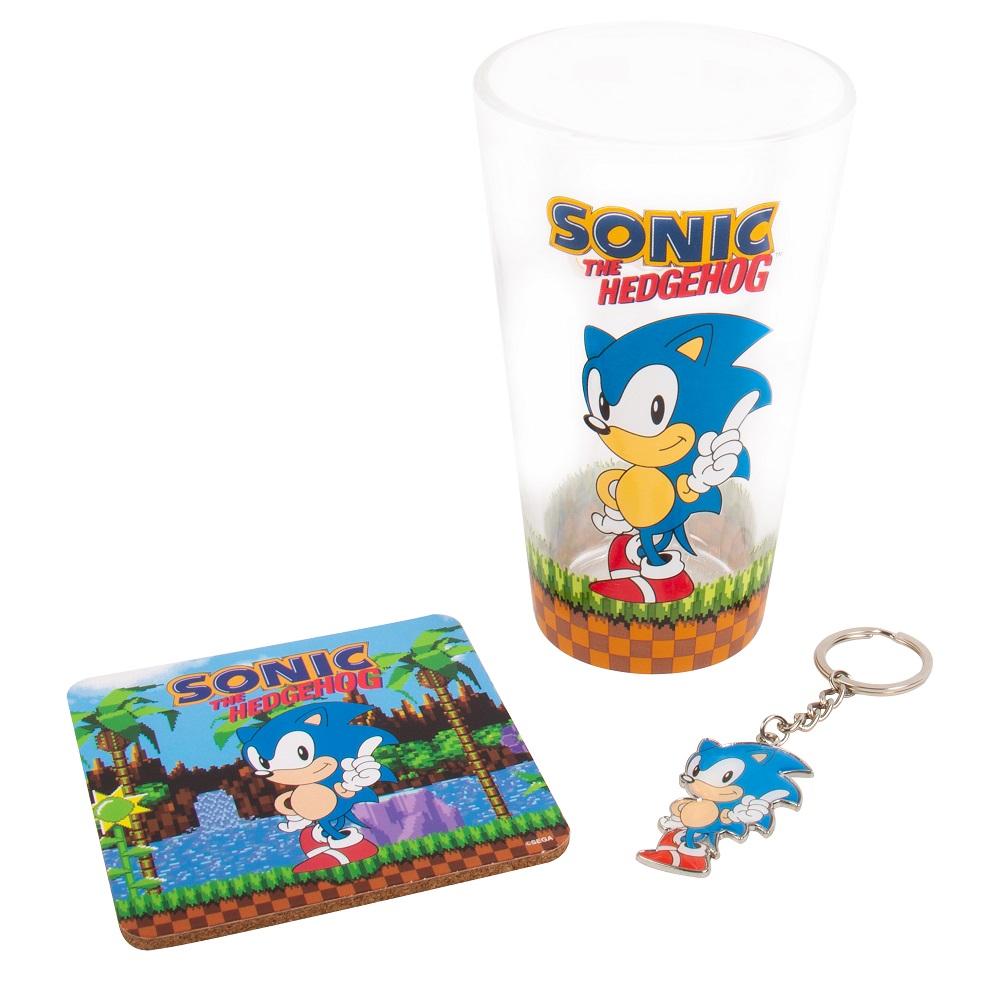 SONIC - Gift Box 3Pc - Glass 480 ml + Coaster + Keyring : ShopForGeek ...