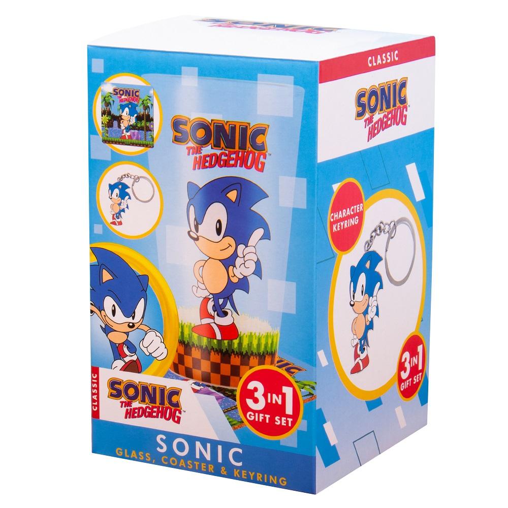SONIC - Gift Box 3Pc - Glass 480 ml + Coaster + Keyring : ShopForGeek ...