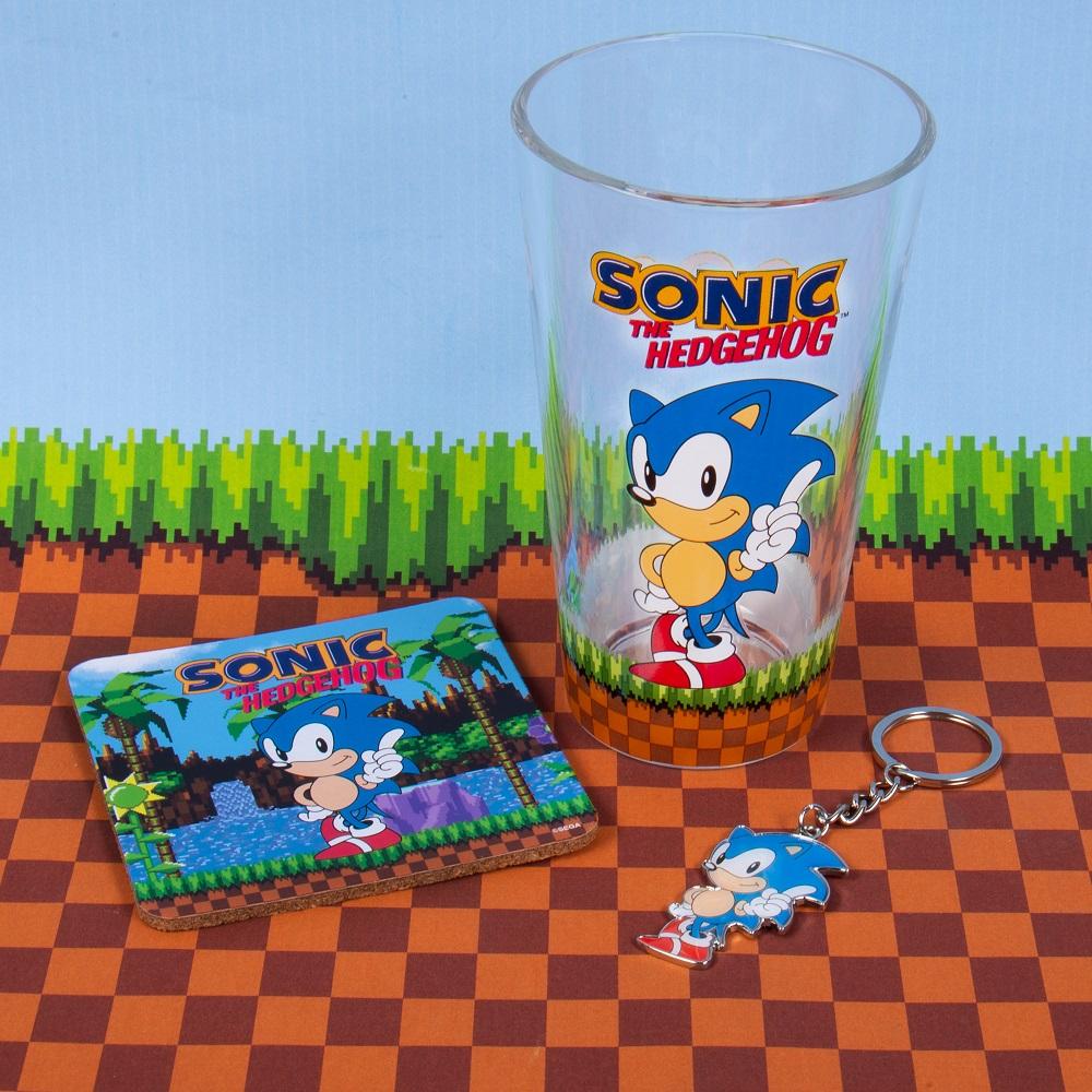SONIC - Gift Box 3Pc - Glass 480 ml + Coaster + Keyring : ShopForGeek ...
