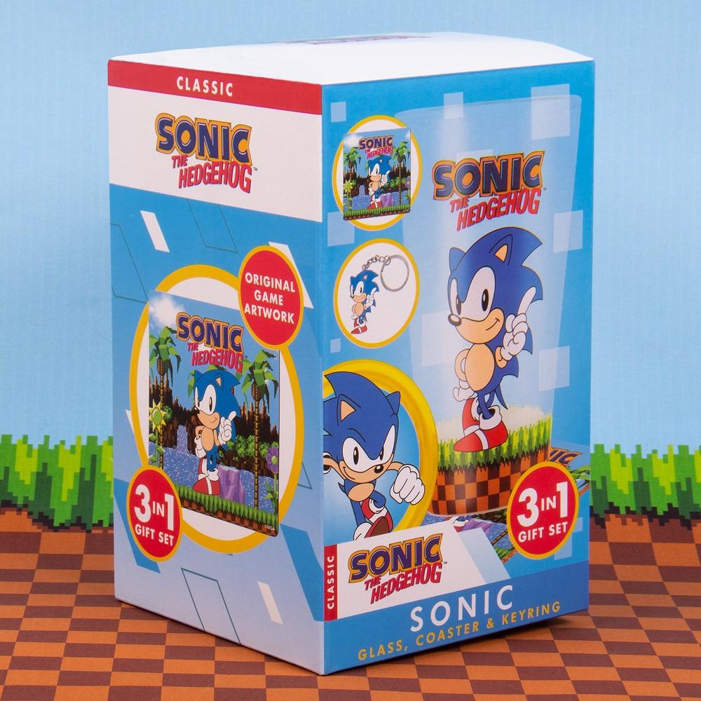 SONIC - Gift Box 3Pc - Glass 480 ml + Coaster + Keyring : ShopForGeek ...