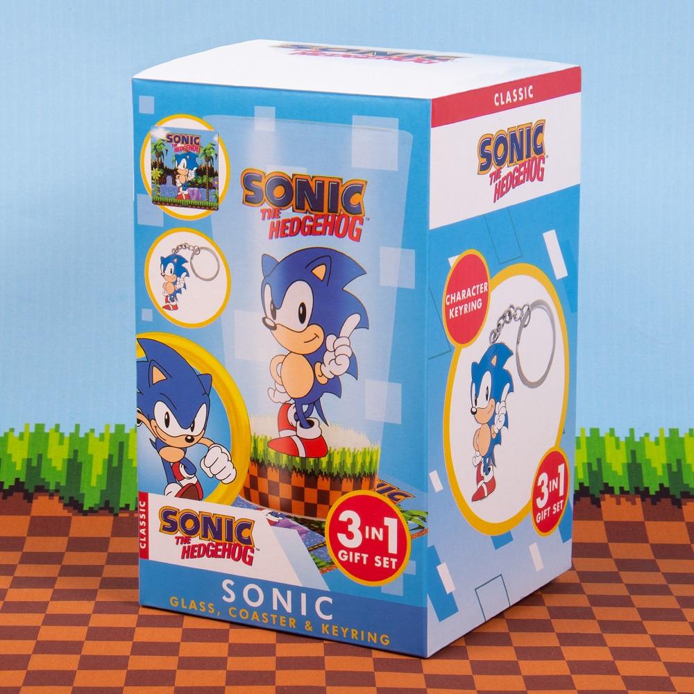 SONIC - Gift Box 3Pc - Glass 480 ml + Coaster + Keyring : ShopForGeek ...