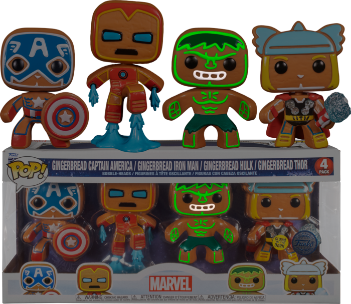 MARVEL - Holiday Gingerbread - 4 Pack Funko Pop GITD SPECIAL EDITION ...