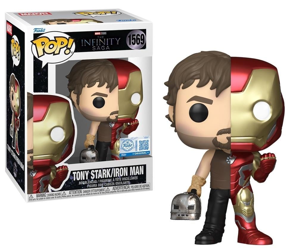 MARVEL - POP N° 1569 - Split Iron Man / Tony Stark : ShopForGeek.com: Cabezón POP Funko Marvel