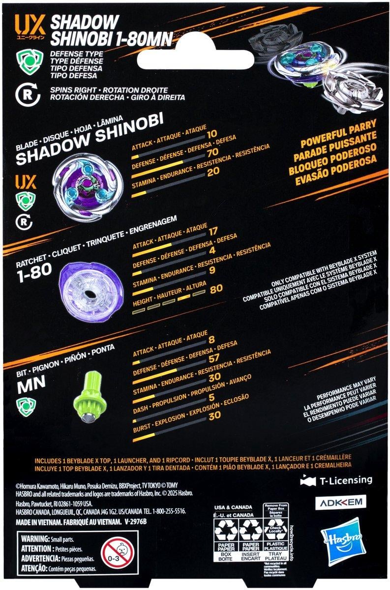 BEYBLADE X - Shadow Shinobi 1-80MN UX Starter Pack : ShopForGeek.com ...