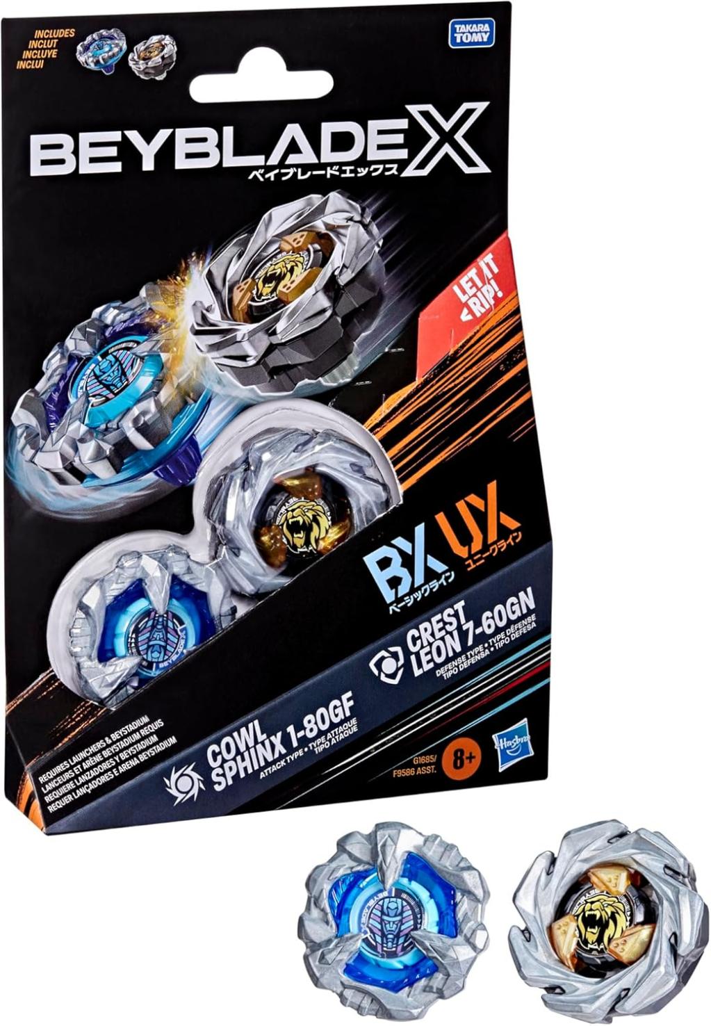 BEYBLADE X - Cowl Sphinx 1-80GF & Crest Leon 7-60GN Dual Pack ...