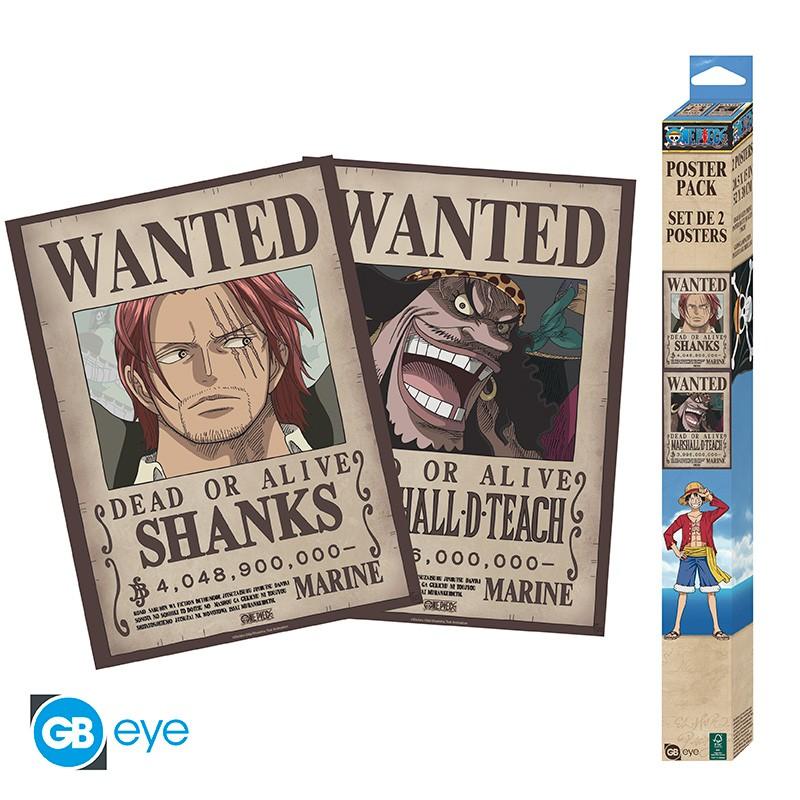 ONE PIECE - Wanted Shanks & Blackbeard - Set 2 posters '52x38 ...