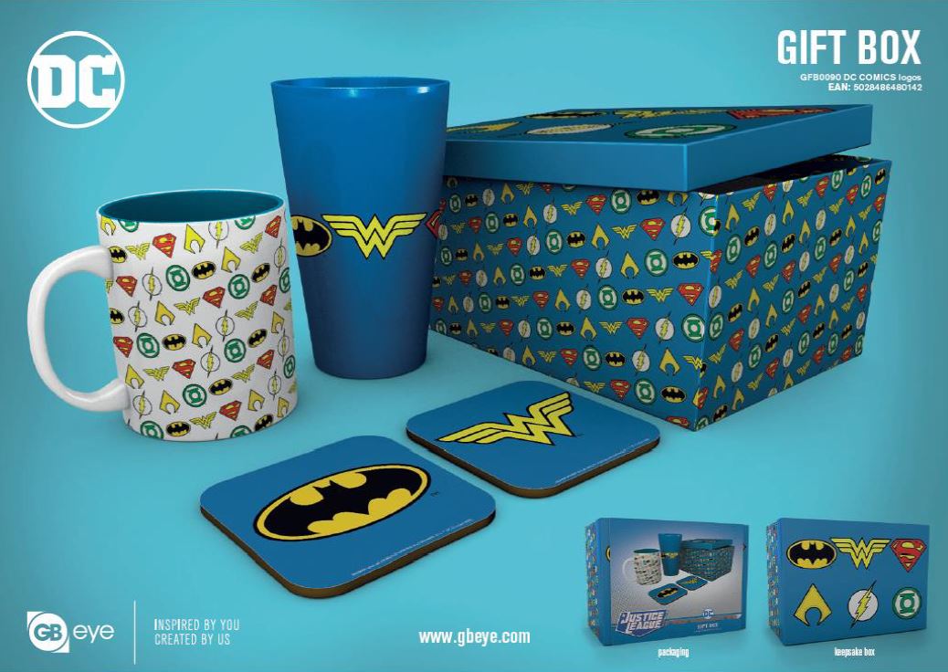 DC COMICS - Giftbox - Pint, mug & 2 coasters - Logos : ShopForGeek.com ...