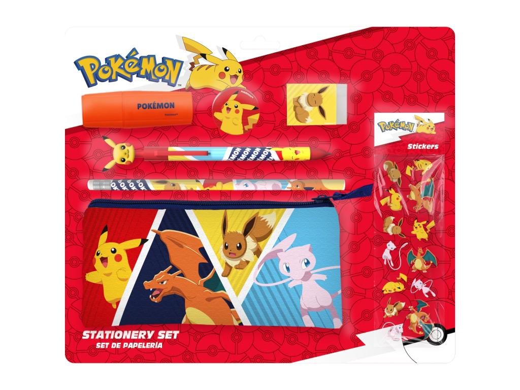POKEMON - Stationery Set with Triple Pencil Case & Stickers - 7pc ...