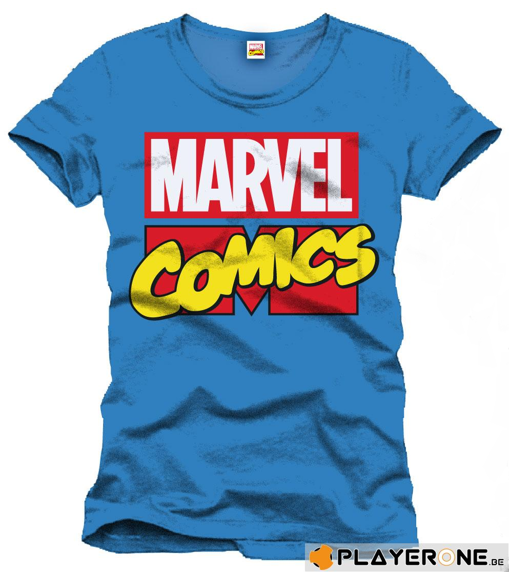 MARVEL - T-Shirt Marvel Comics Logo - Cobalt (L) : ShopForGeek.com: T ...