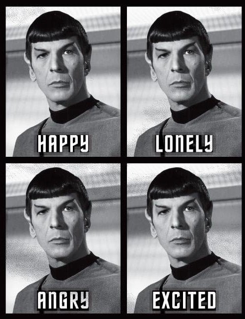 STAR TREK - T-Shirt Spock Many Emotions - Black (S) : ShopForGeek.com ...