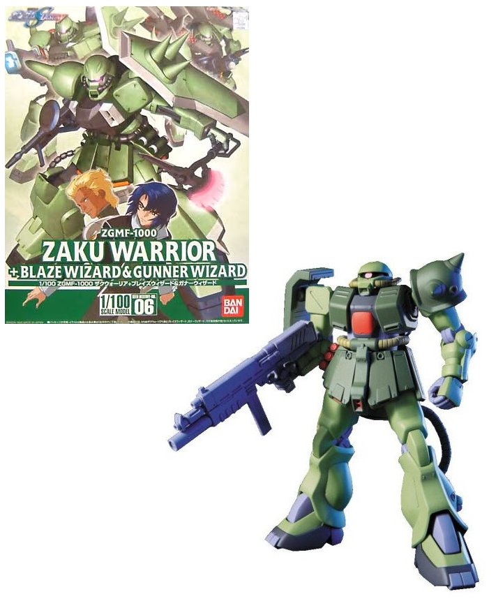 GUNDAM - 1/100 Zaku Warrior + Blaze Wizard & Gunner Wizard - Model Kit ...