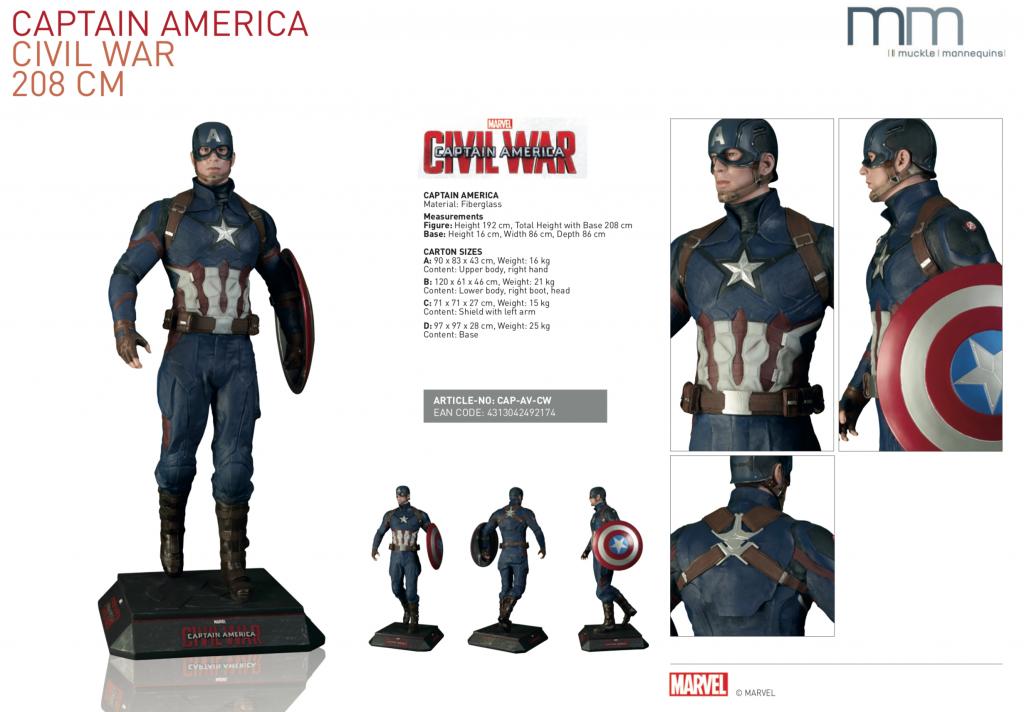MARVEL - Captain America Civil War Life-Sized Statue - 208cm ...