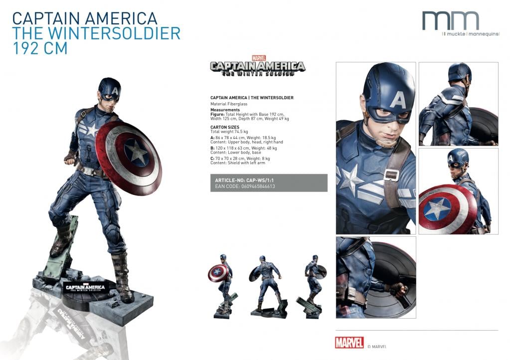 MARVEL - Captain America Winter Soldier Life-Sized Statue - 192cm ...