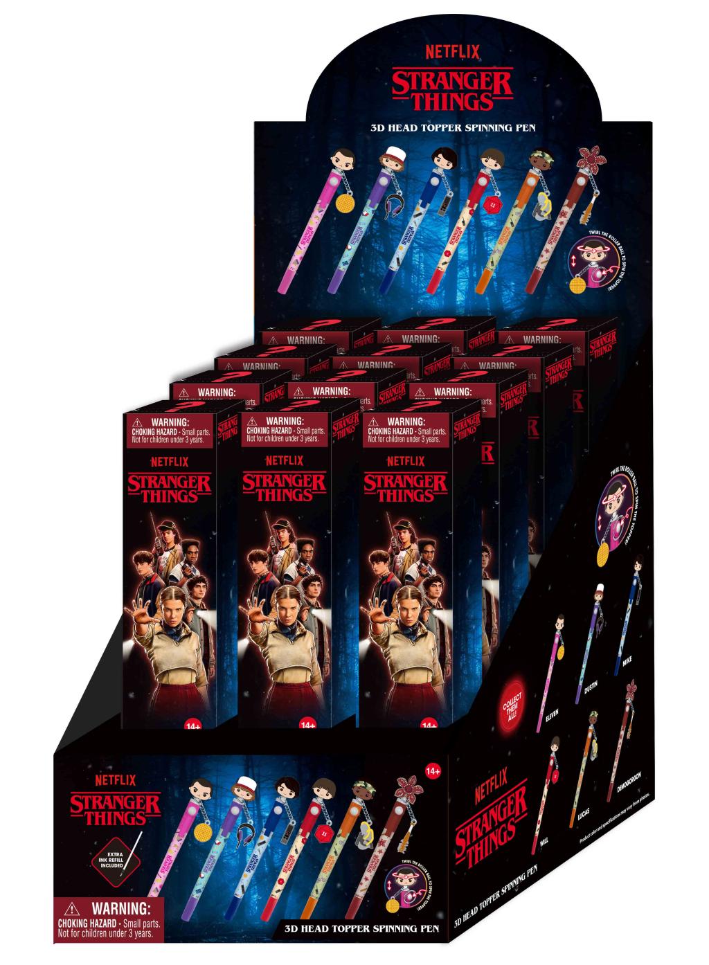 STRANGER THINGS - 3D Head Topper Spinning Pen (Display of 16 pieces ...