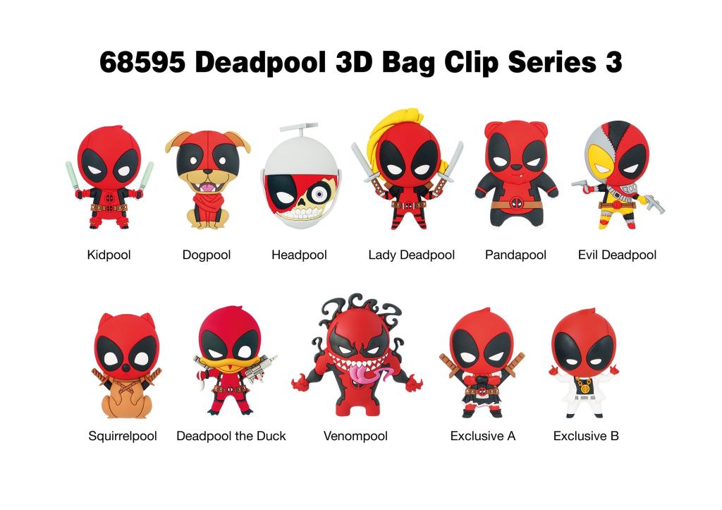 MARVEL - Deadpool Serie 3 - 3D Foam Bag Clip (Display 24 Pcs ...