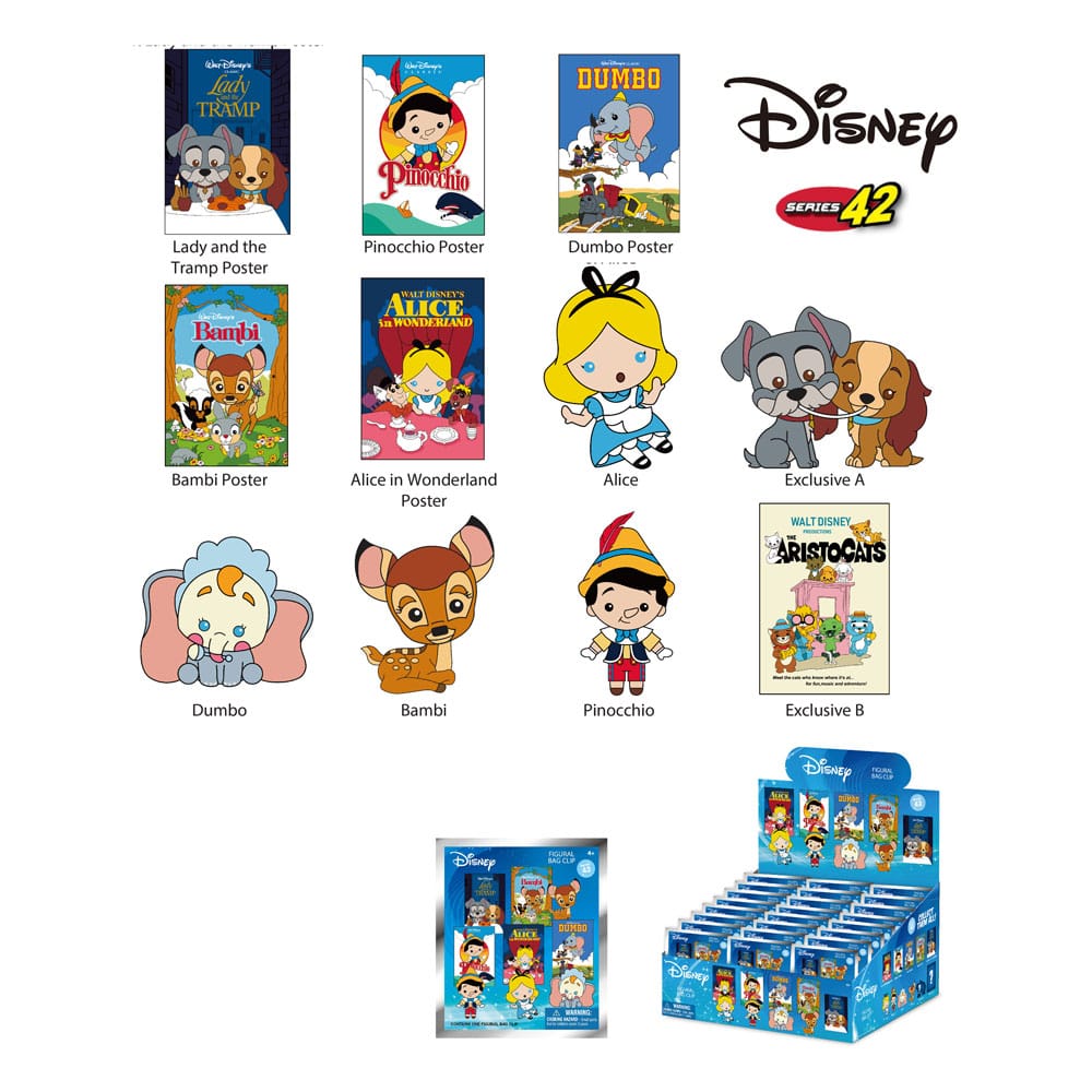 DISNEY - Classic Collec. Series 42 - 3D Foam Bag Clip (Display 24 Pcs ...