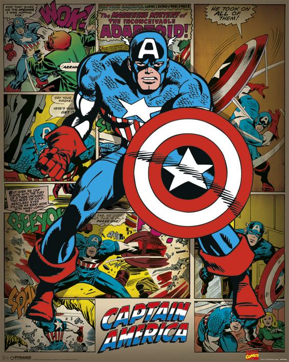 MARVEL - Mini Poster 40X50 - Comics Captain America Retro : ShopForGeek ...