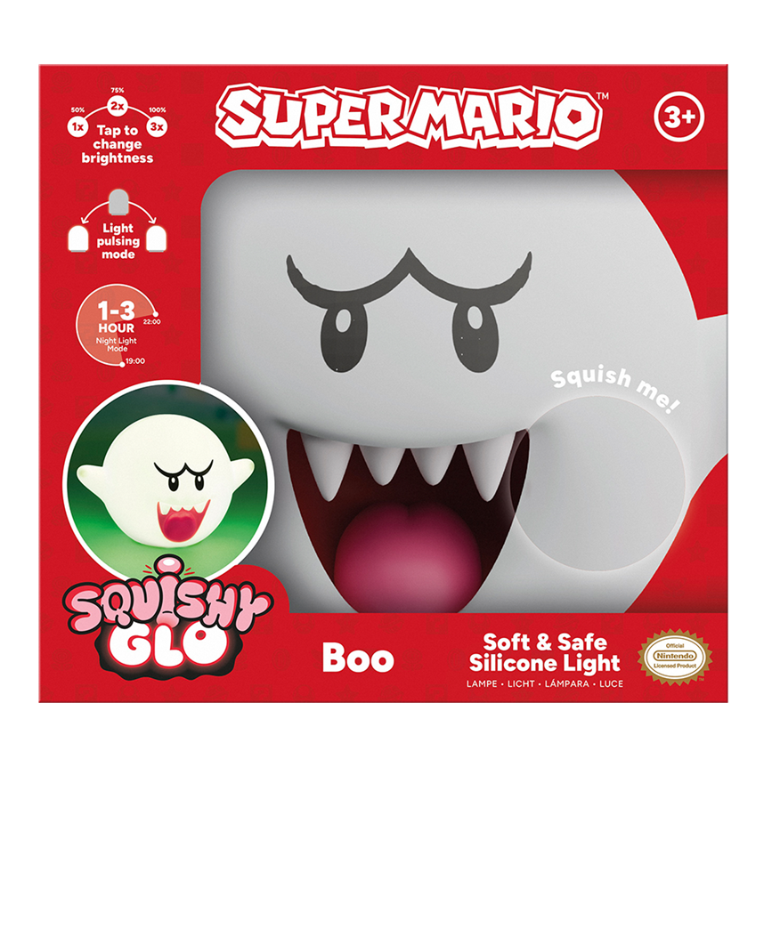 SUPER MARIO - Boo - 'SquishyGlo' Silicone Light Rechargeable 15cm ...