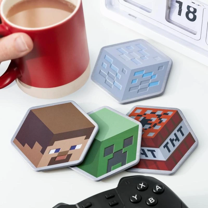 MINECRAFT - Set of 4 Metal Coasters : ShopForGeek.com: Posavasos Minecraft