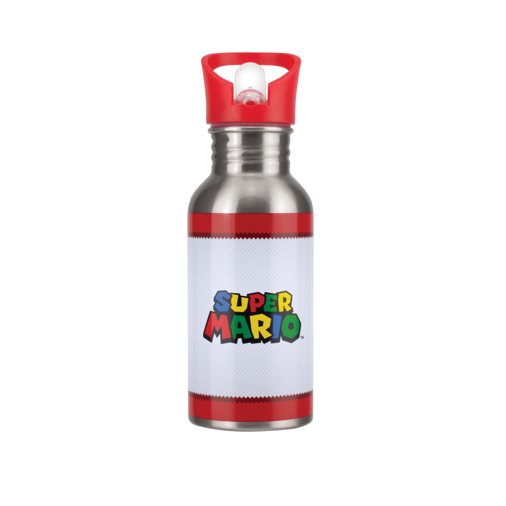SUPER MARIO - Mario - Metal Water Bottle with Straw 480ml : ShopForGeek ...