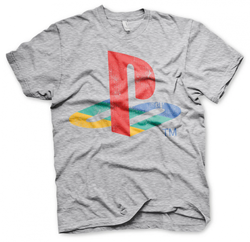 PLAYSTATION - T-Shirt Distressed Logo - MEDIUM GREY (S) : ShopForGeek ...