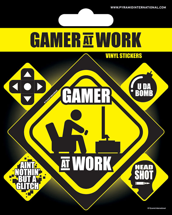 GAMER AT WORK - Vinyl Stickers : ShopForGeek.com: Stickers Pyramid Gaming