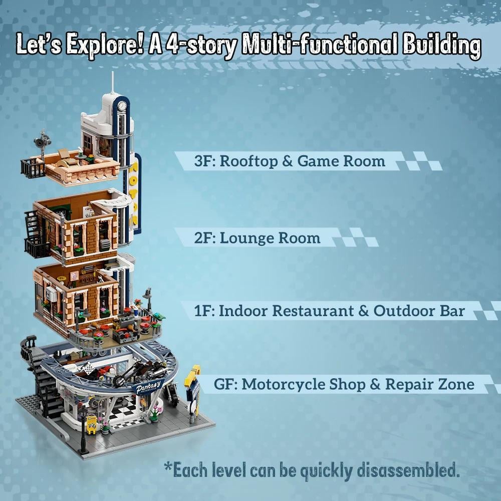 PANTASY - Motorcycle Restaurant - Building block 2989 pcs : ShopForGeek ...