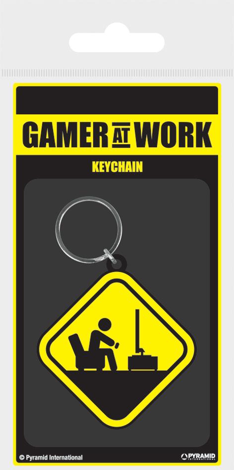 GAMER AT WORK - Rubber Keychain - Caution Sign : ShopForGeek.com ...