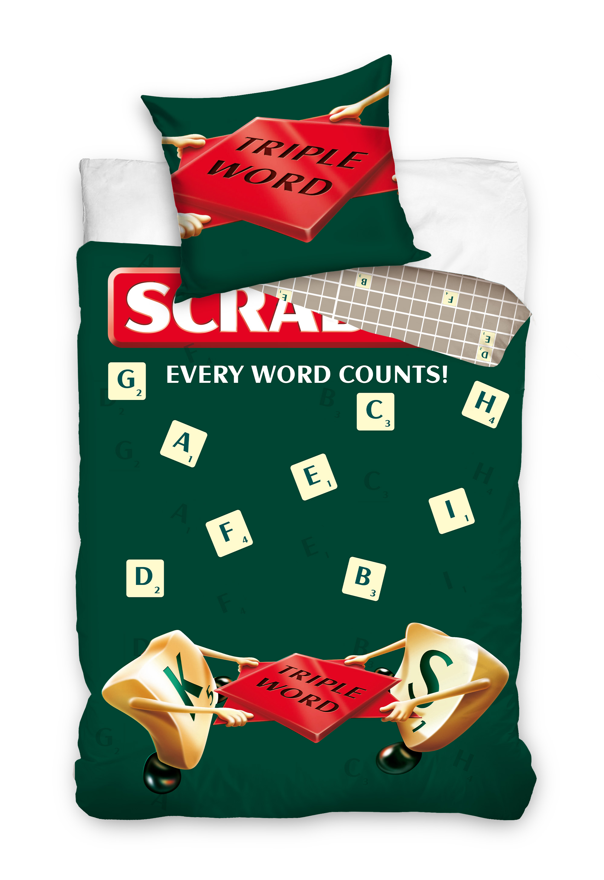 SCRABBLE Duvet Cover 140x200cm Cushion 70x90cm 100 Coton scrabble-duvet-cover-140x200cm-cushion-70x90cm-100-coton