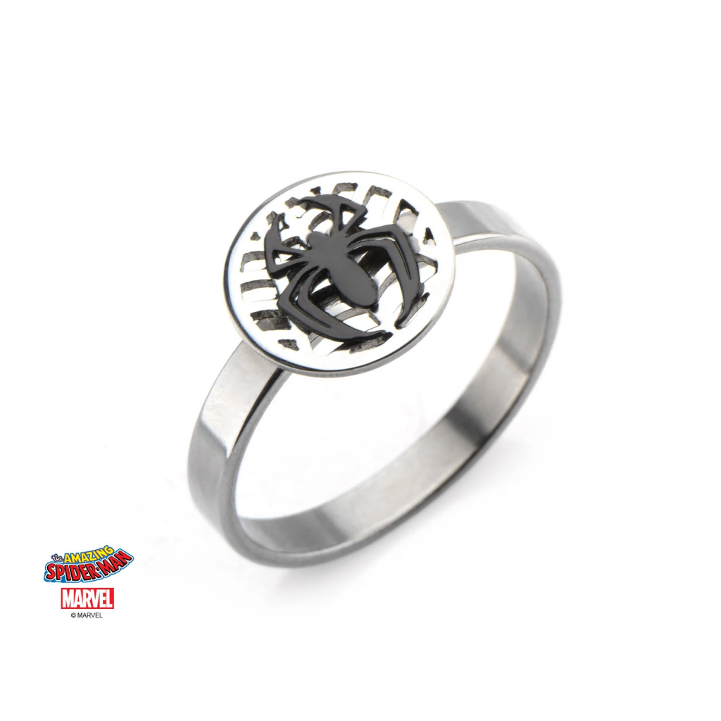MARVEL - Women's Silver Plated Brass Spider-Man Ring - Size 9 ...