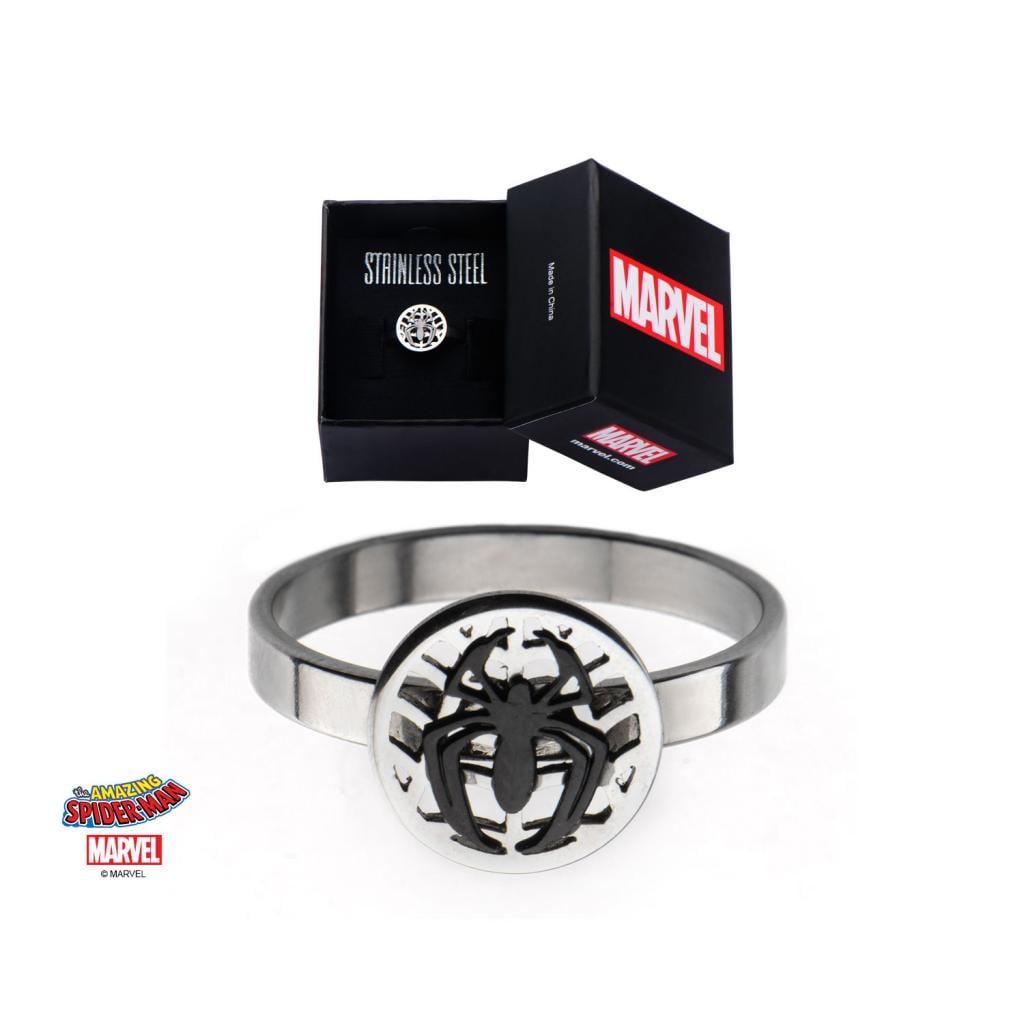 MARVEL - Women's Silver Plated Brass Spider-Man Ring - Size 9 ...