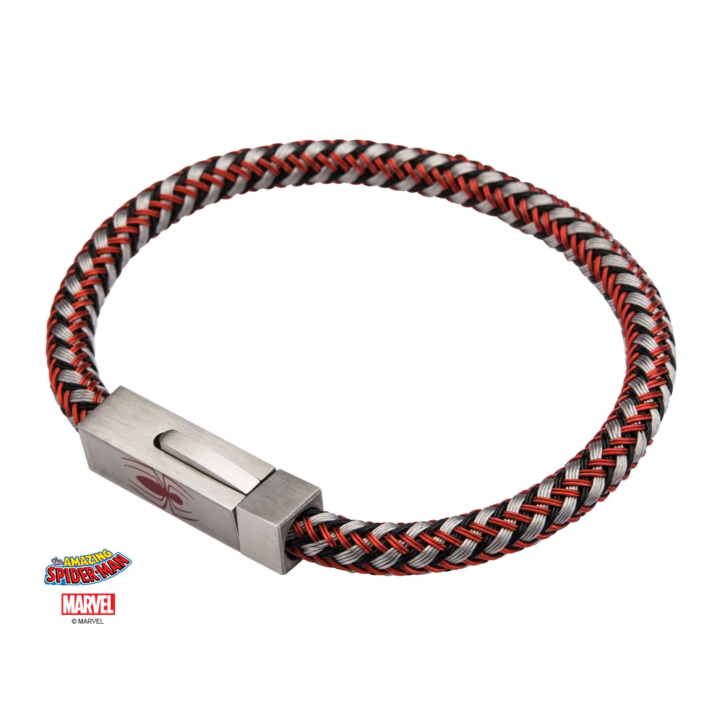 MARVEL - Stainless Steel & Woven Leather Spider-Man Bracelet ...