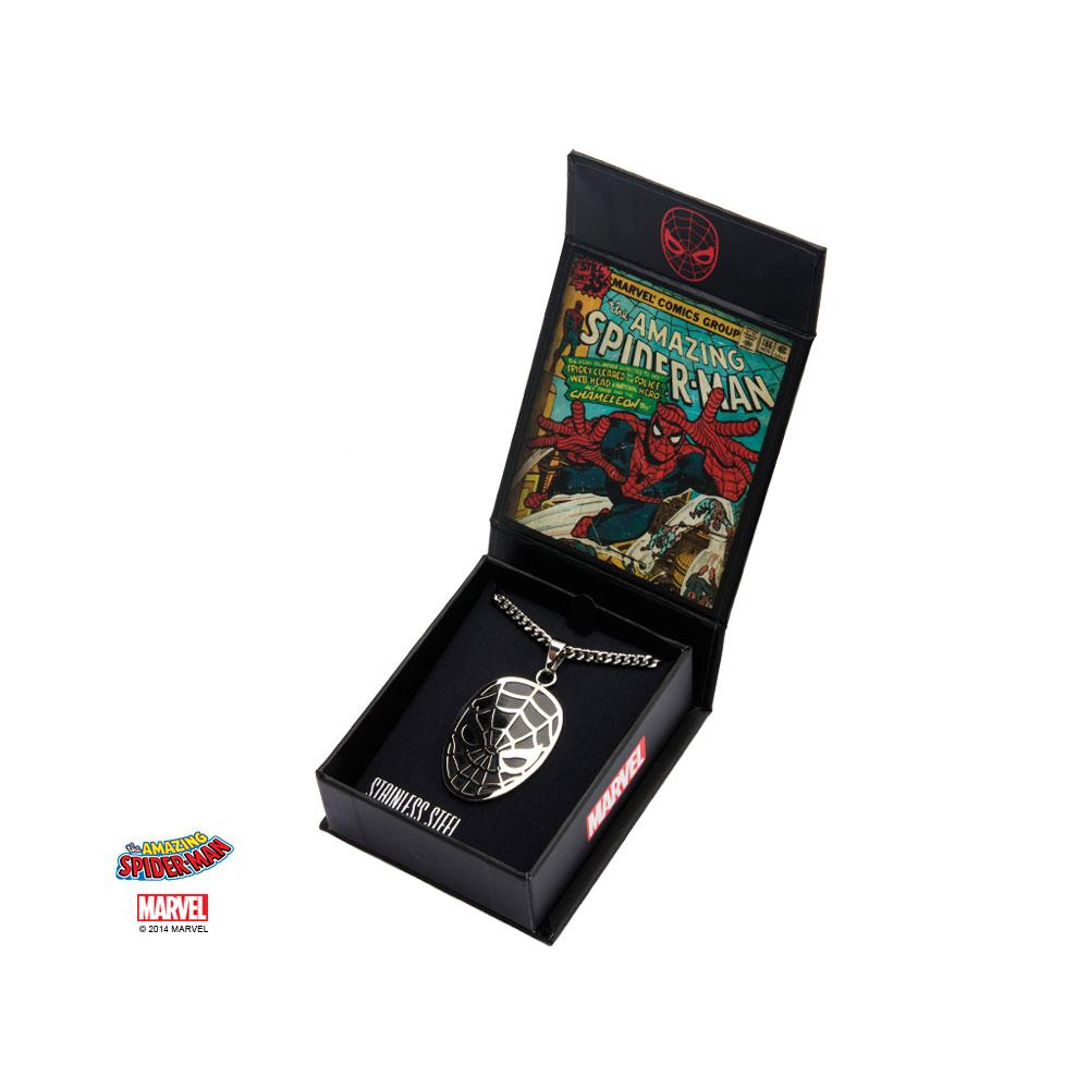 MARVEL - Stainless Steel Black Spider-Man Pendant with 24 inch Chain ...